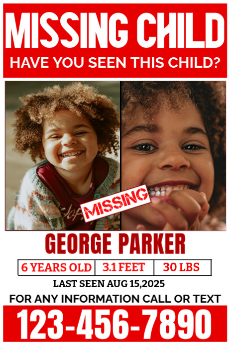 MISSING CHILD-PERSON Template | PosterMyWall