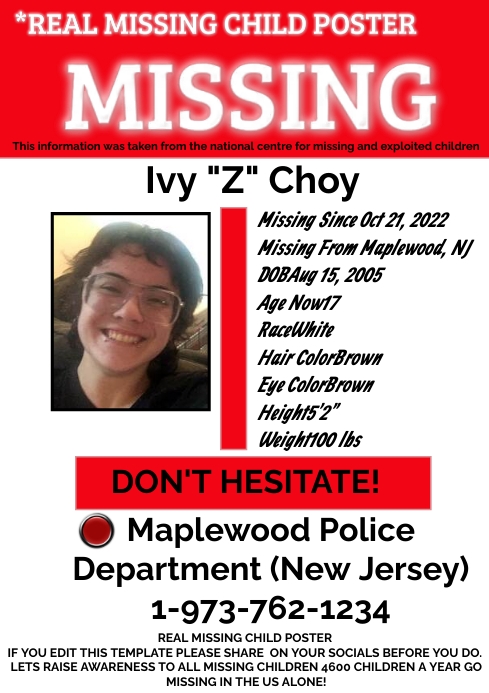 Copy of MISSING CHILD POSTER - IVY | PosterMyWall