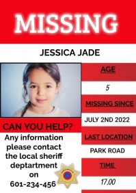 Missing person A4 Poster BLUE Template | PosterMyWall