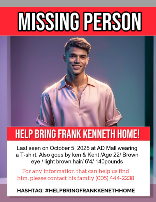 Missing person flyer poster design template | PosterMyWall