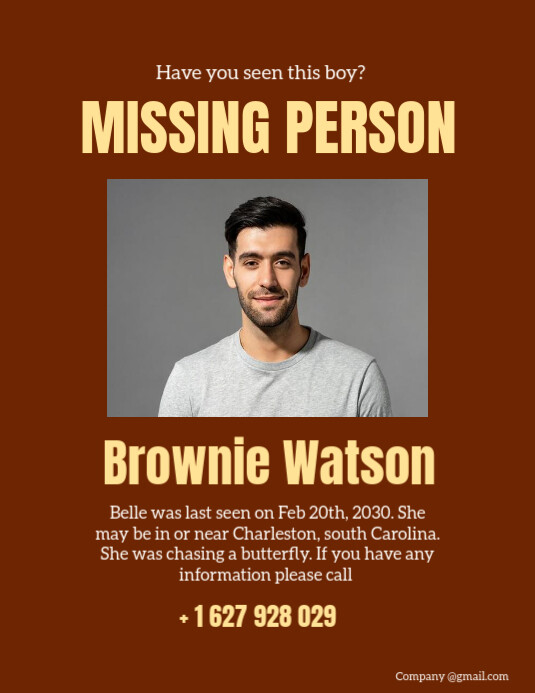Plantilla de Missing person report | PosterMyWall