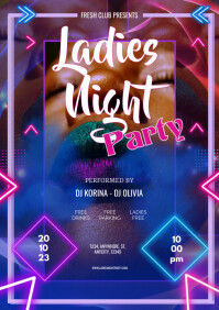 Neon ladies night party template | PosterMyWall