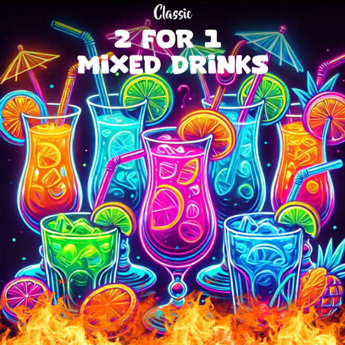 Mixed Drinks Bar Special 2 for 1 Margarita Da Template | PosterMyWall