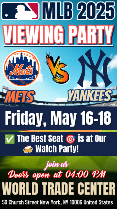 Copy of Mlb 2025 Viewing Party Mets Vs Yankees Instagram Story ...