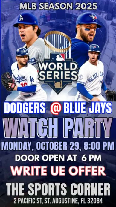 MLB 2025: Watch Party Blue Jays vs Dodgers Instagram Template ...