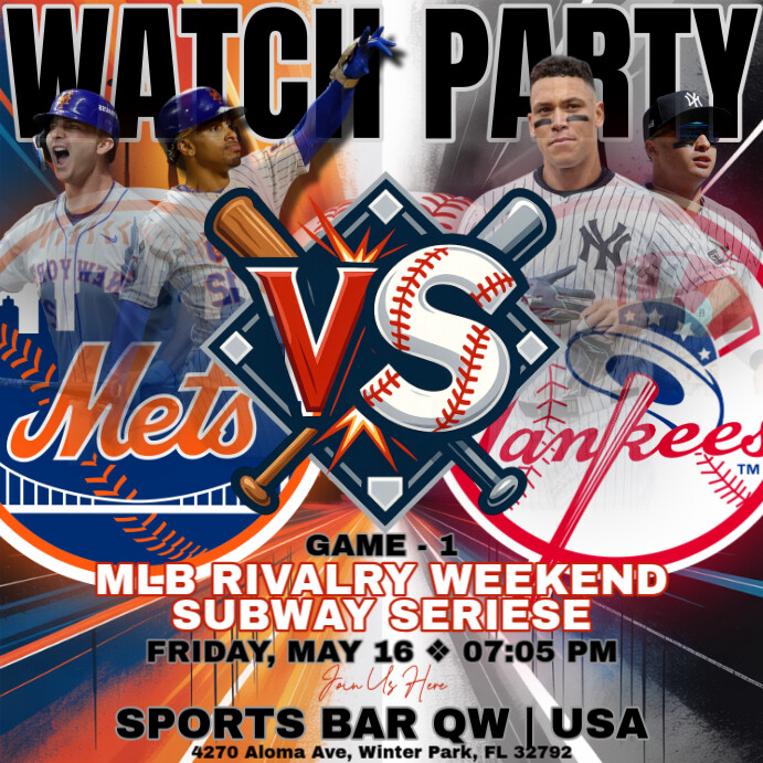 MLB Rivalry Weekend 2025: Mets vs Yankees Watch Party Instagram Post ...