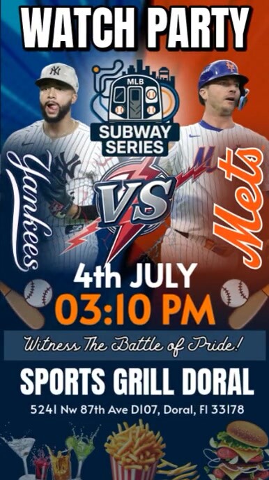 MLB Subway Series 2025 Baseball: Yankees Vs Mets Watch Party Instagram ...