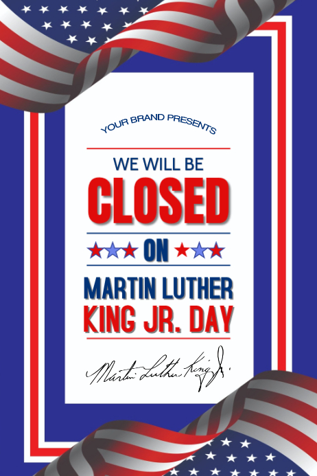MLK Day Business Closed Announcement Design Template | PosterMyWall