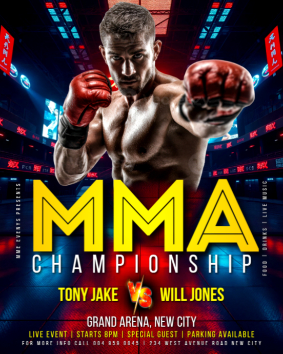 Mma Championship Ufc Title Fight Night Watch Party Invitation Bar ...