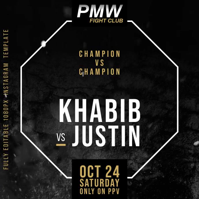 MMA Video Fight Fully Editable Promo Banner Template | PosterMyWall