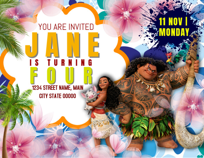 Plantilla de Moana Birthday Flyer (us Letter) | PosterMyWall