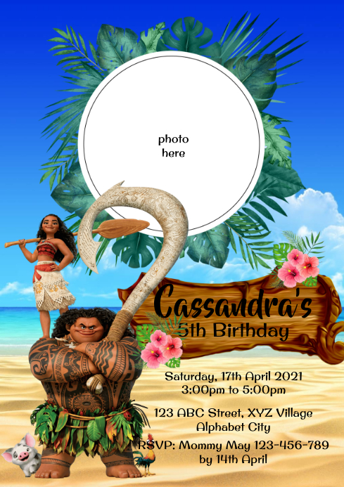 Moana Birthday Invitation Template | PosterMyWall