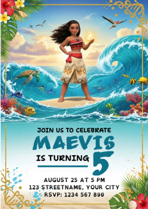 Moana Birthday Invitation Template | PosterMyWall