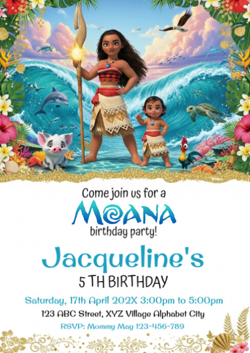 Moana Birthday Invitation Template | PosterMyWall