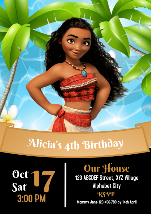 Moana Birthday Invitation Template | PosterMyWall