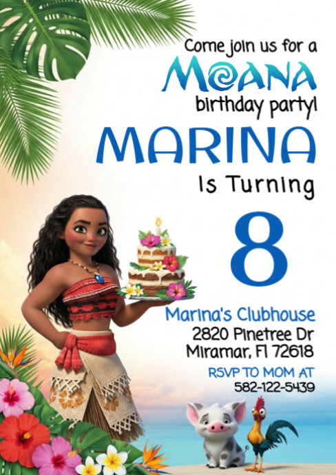 Moana Birthday Invitation Template | PosterMyWall