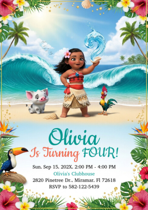 Moana Birthday Invitation Template | PosterMyWall