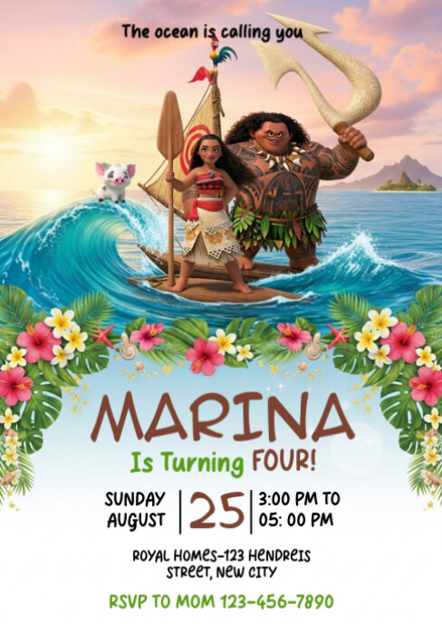 Moana Birthday Invitation Template | PosterMyWall