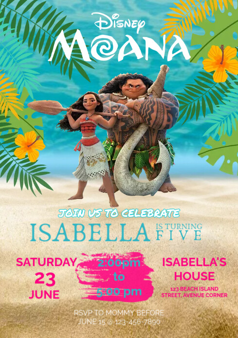 Moana Birthday invitation Template | PosterMyWall