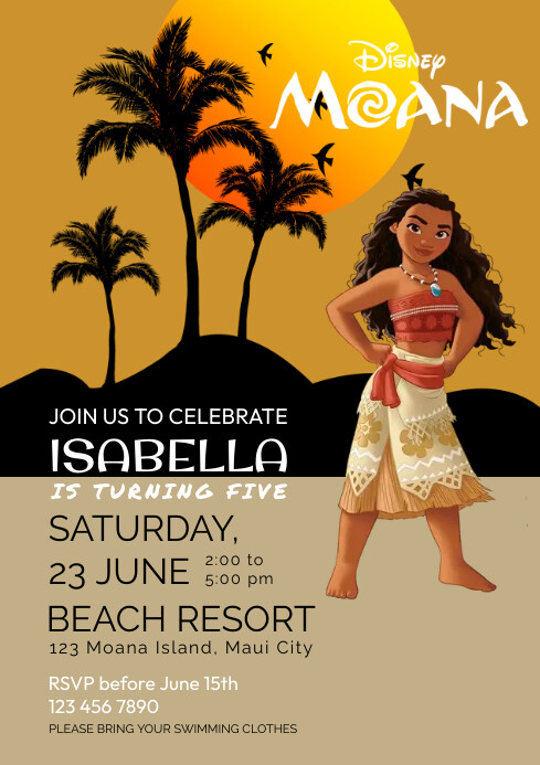 Moana Birthday Party Invitation Template | PosterMyWall