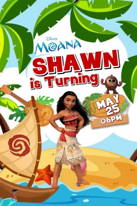 Moana Birthday Template | PosterMyWall