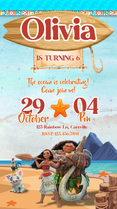 Moana Invitation Template | PosterMyWall