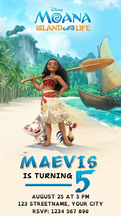 Moana Kids Birthday Template | PosterMyWall