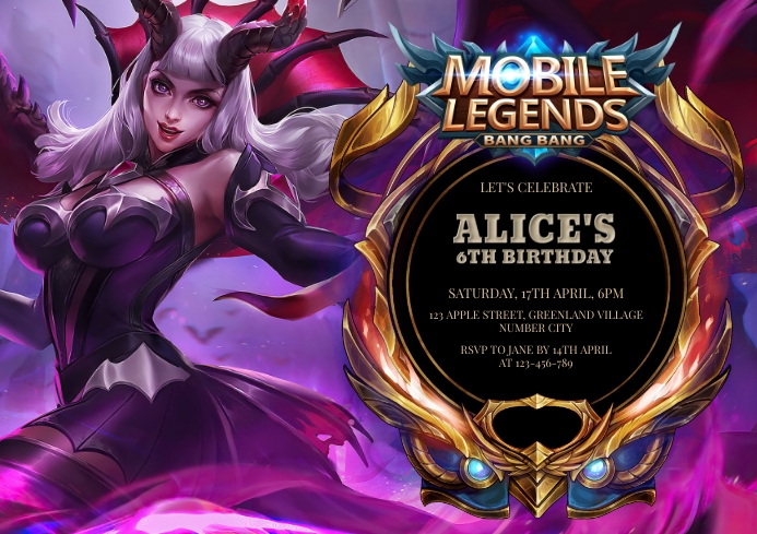 Plantilla de Mobile Legends Birthday Invitation Template | PosterMyWall