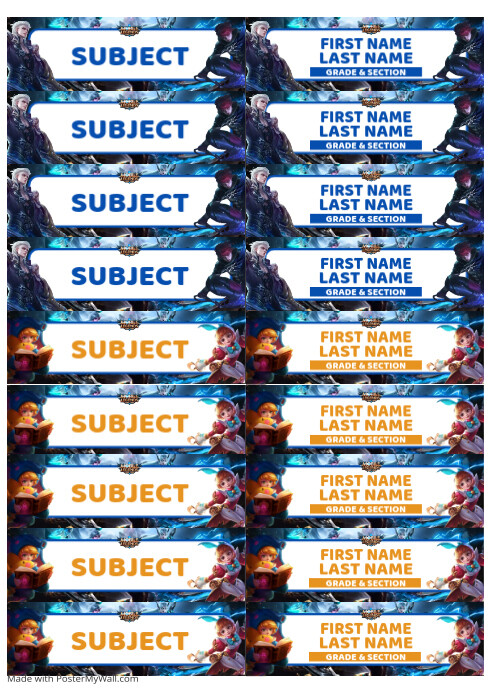 Copy of Mobile Legends: Bang Bang Student Name Tags | PosterMyWall