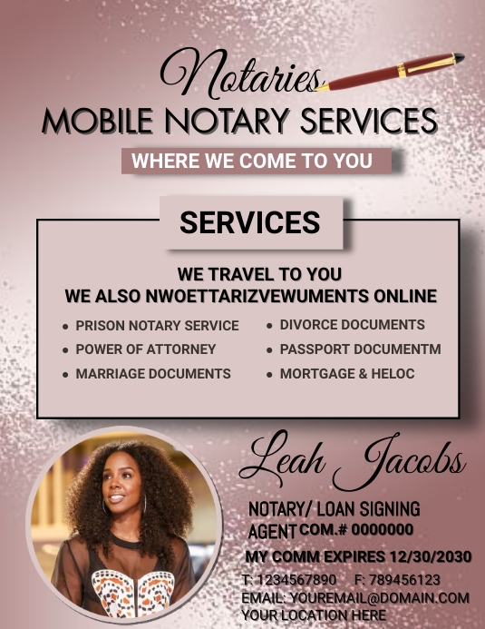 Mobile Notary Service Flyer, notary public fl Template | PosterMyWall