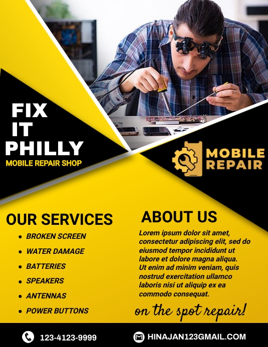 Mobile Phone Repair Service Shop Ad Flyer Tem Template | PosterMyWall