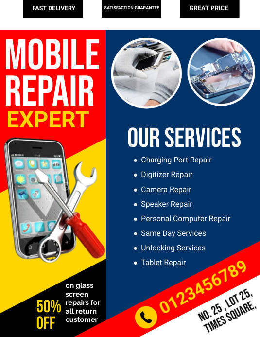 Plantilla de mobile repair flyers | PosterMyWall
