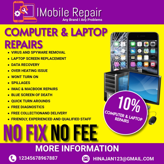 mobile repair service flyer, computer repair, Template | PosterMyWall