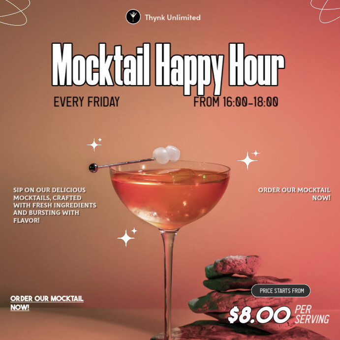 Mocktail Happy Hour Template | PosterMyWall
