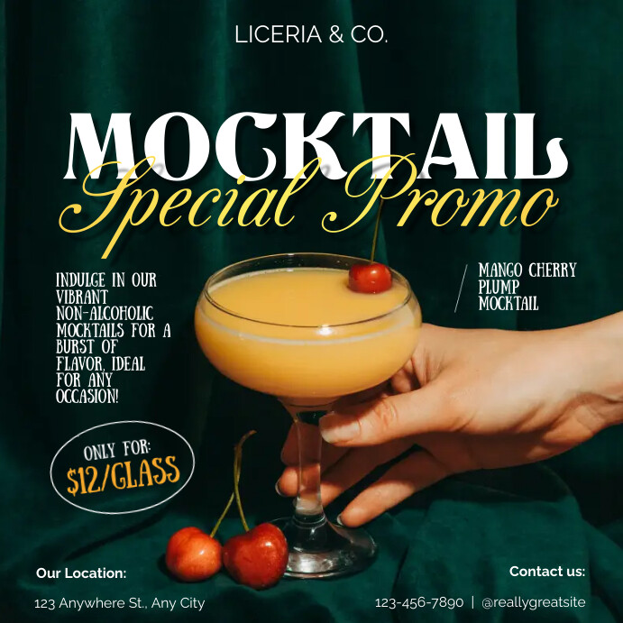 Mocktail Promo Instagram and facebook Post Templat | PosterMyWall