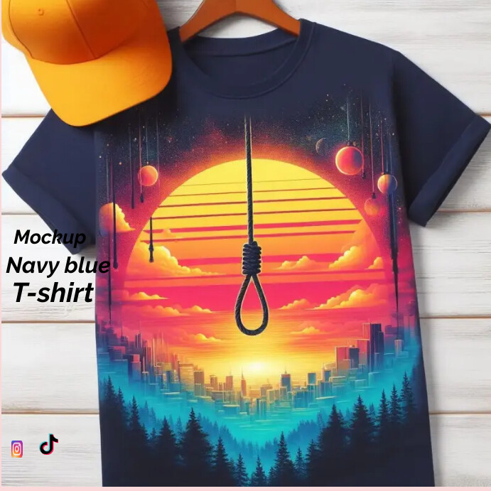 Mockup Navy Blue T-shirt Template | PosterMyWall