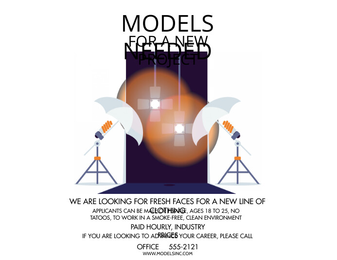 MODELS NEEDED Template | PosterMyWall