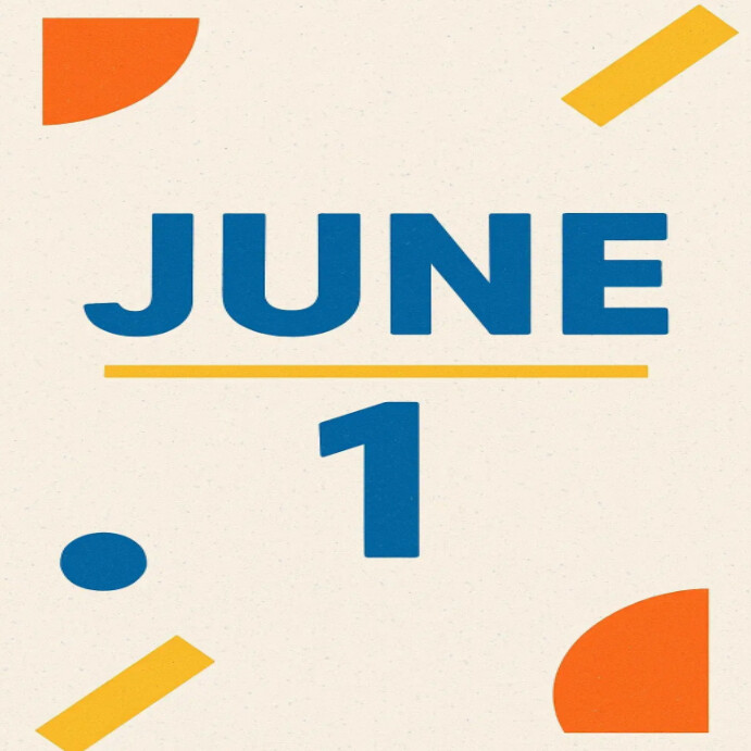 Modern & Minimal 1st June New Month Design Template Square (1:1 ...