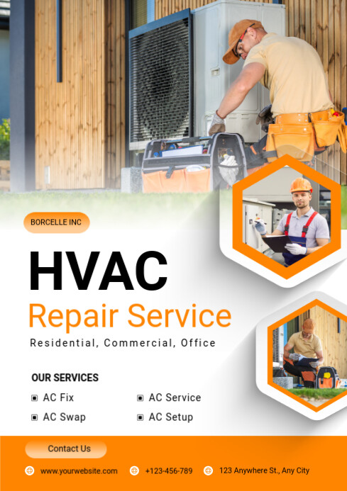 Modern & Minimal Ac Repair Service Online Ad Flyer Template Design A4 ...