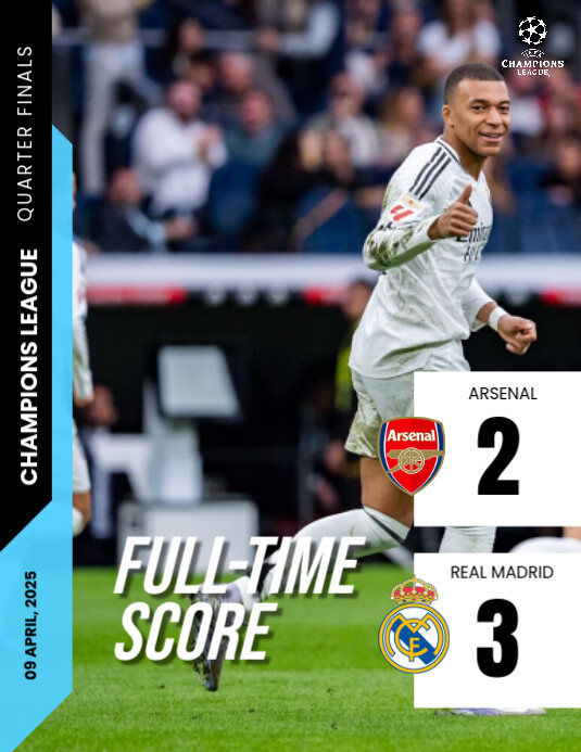 Copy of Modern & Minimal Arsenal Vs Real Madrid Full Time Score Flyer ...