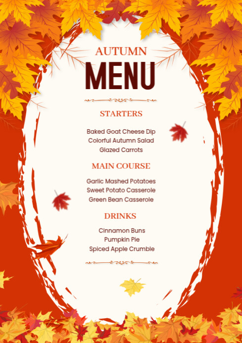 Modern & Minimal Autumn Menu A4 Template | PosterMyWall