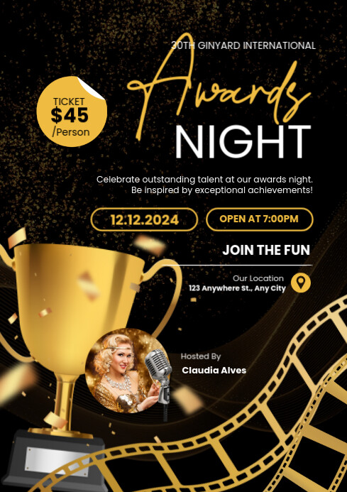 Modern & Minimal Awards Night A4 Template | PosterMyWall