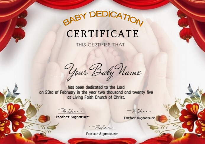 Modern & Minimal Baby Dedication Certificate A4 Template | PosterMyWall