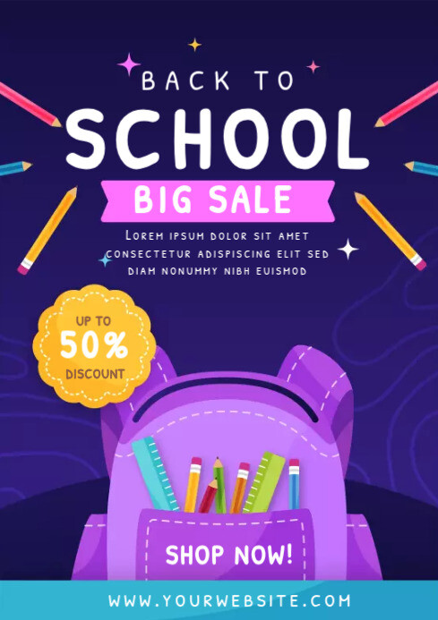 Modern & Minimal Back To School A4 Template | PosterMyWall