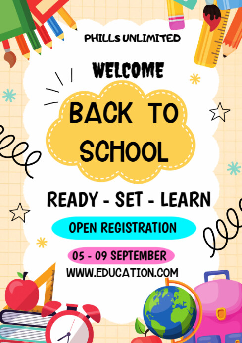 Modern & Minimal Back To School Flyer A4 Template | PosterMyWall
