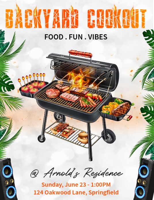 Modern & Minimal Backyard Cookout Flyer (us Letter) Template | PosterMyWall