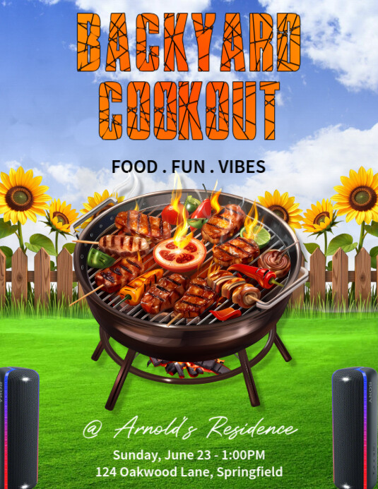 Copy of Modern & Minimal Backyard Cookout Flyer (us Letter) | PosterMyWall