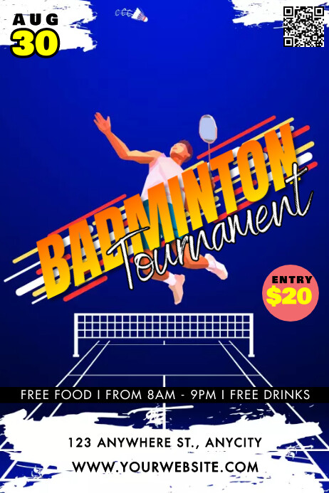Modern & Minimal Badminton Tournament Poster Template | PosterMyWall