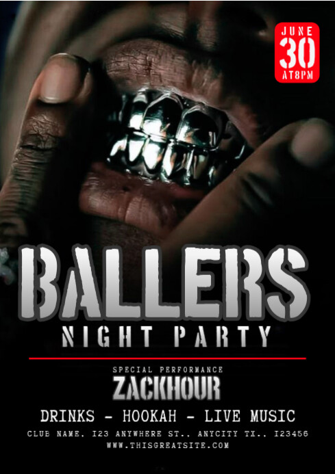 Plantilla de Modern & Minimal Ballers Night Party A4 | PosterMyWall