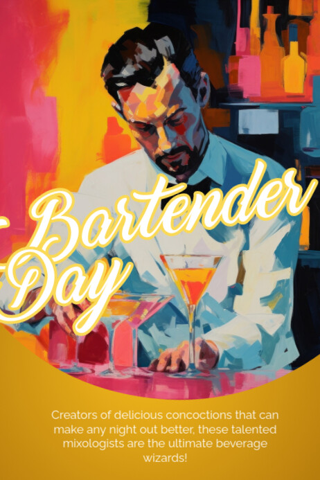 Modern & Minimal Bartender Day Poster Template | PosterMyWall